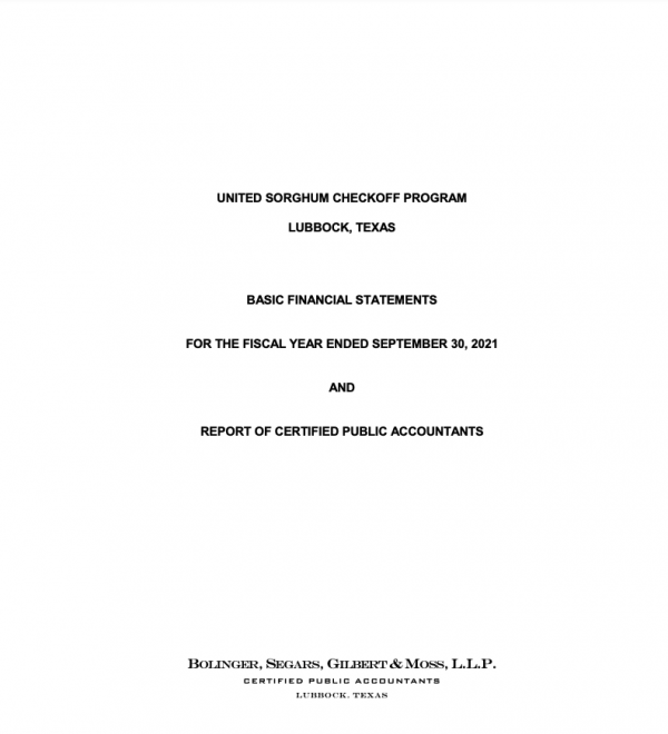 2021 Financial Statements - Sorghum Checkoff