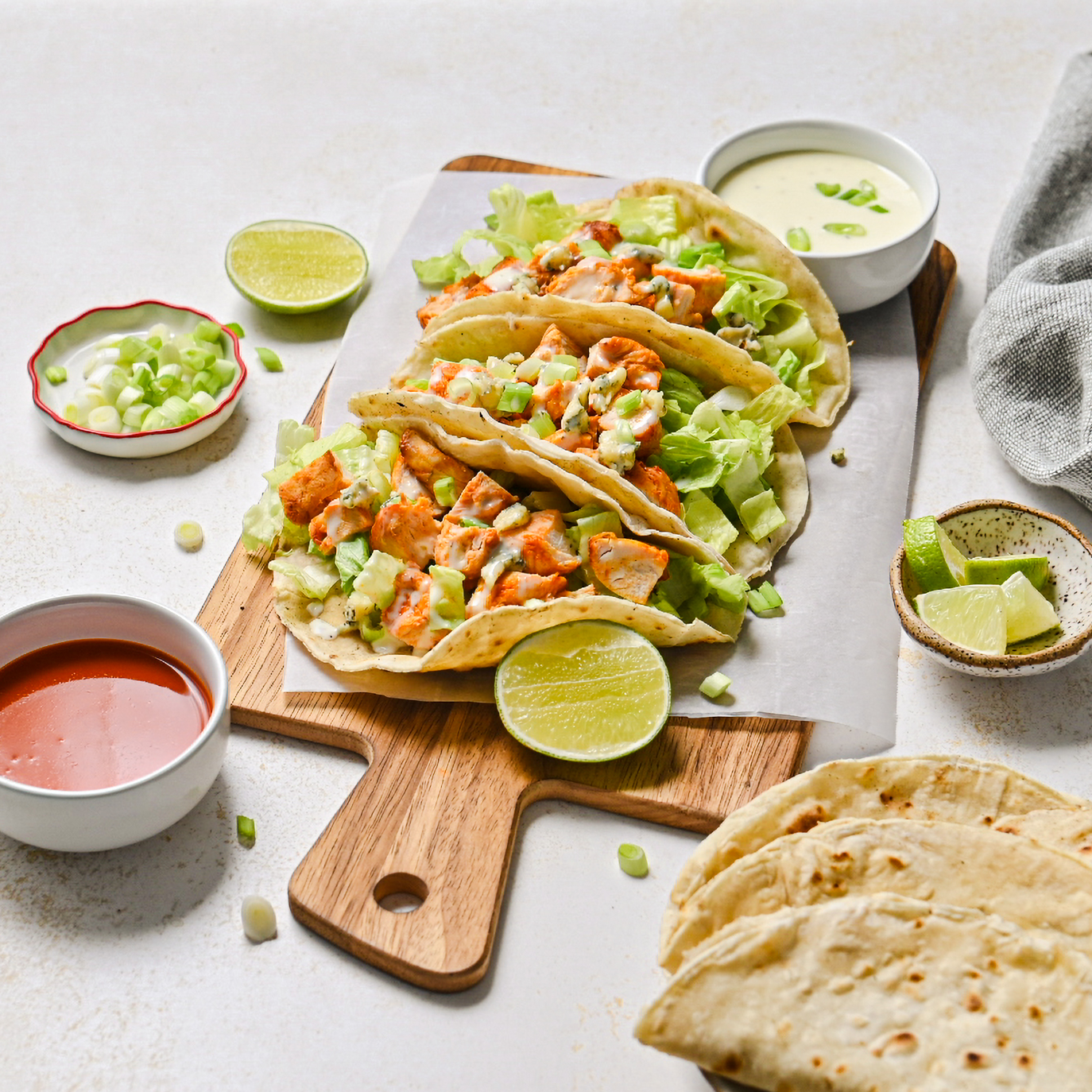 Buffalo Chicken Tacos with Sorghum Tortillas - Sorghum Checkoff
